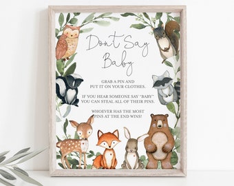 Woodland Baby Shower Name the Baby Animals Game, Woodland Name the Baby ...