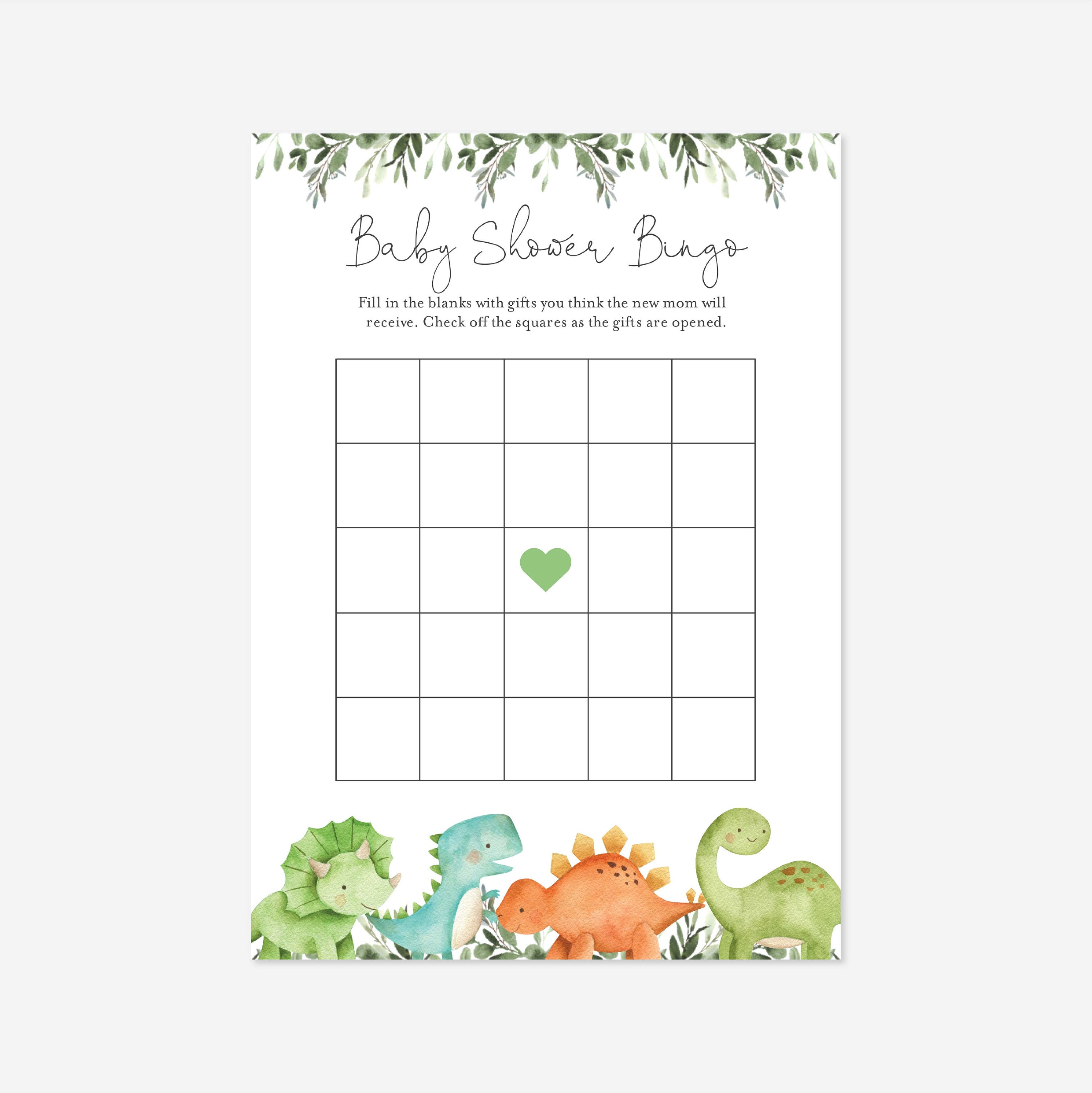 Dinosaur Baby Shower Bingo Game Dinosaur Bingo Game Dinosaur | Etsy