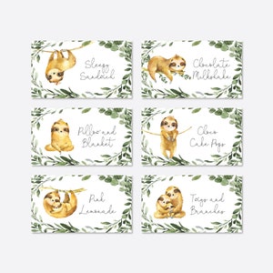 Sloth Baby Shower Food Labels, Sloth Baby Shower Tent Cards, Sloth Food ...
