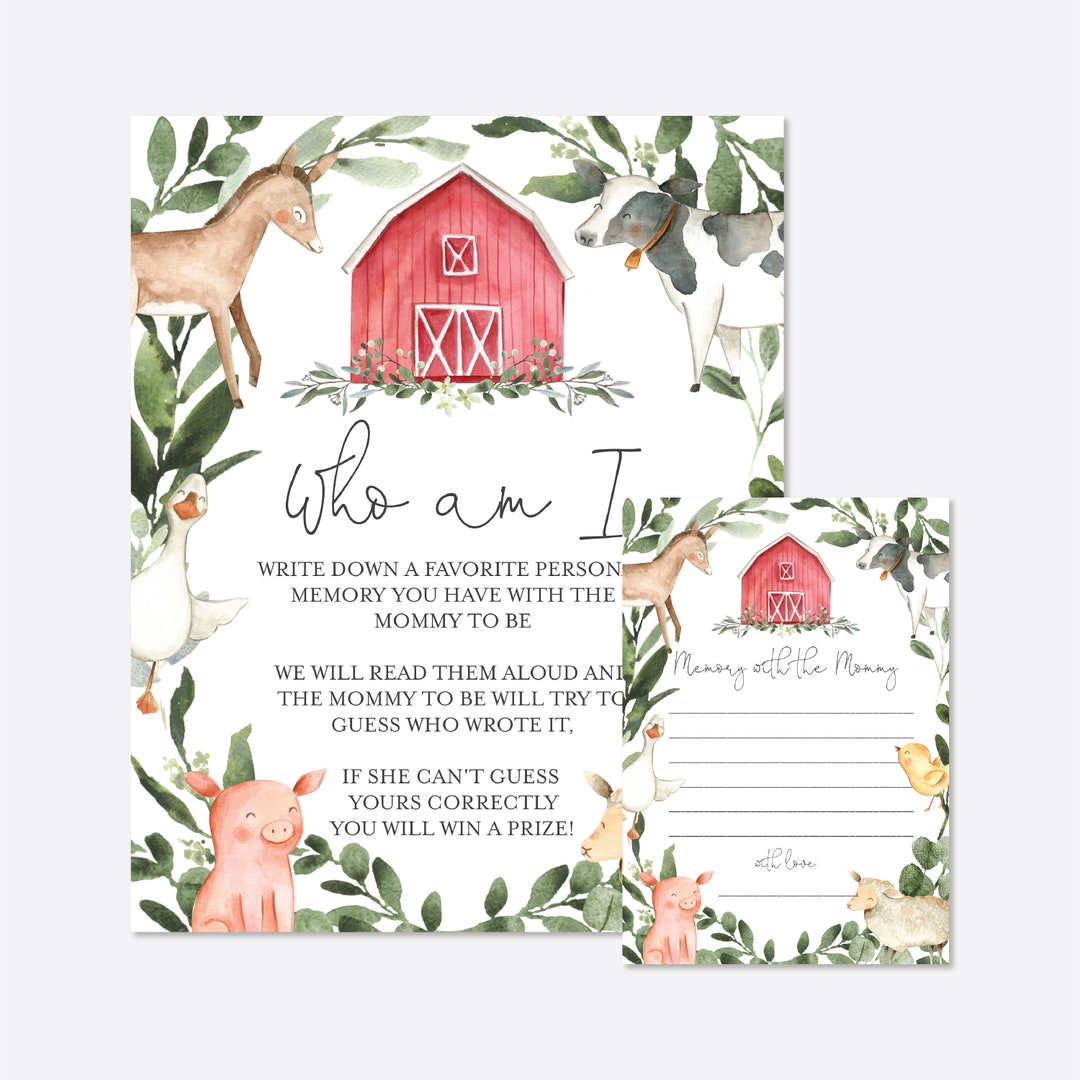 Farm Baby Shower Who Am I Game Farm Who Am I Game Farm - Etsy