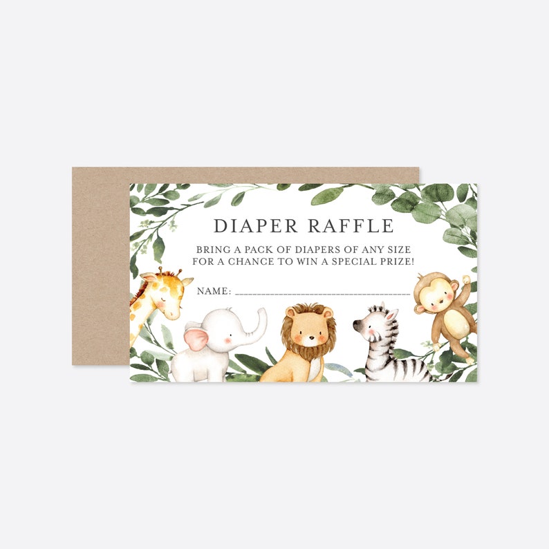 Safari Baby Shower Diaper Raffle Safari Baby Shower Insert - Etsy