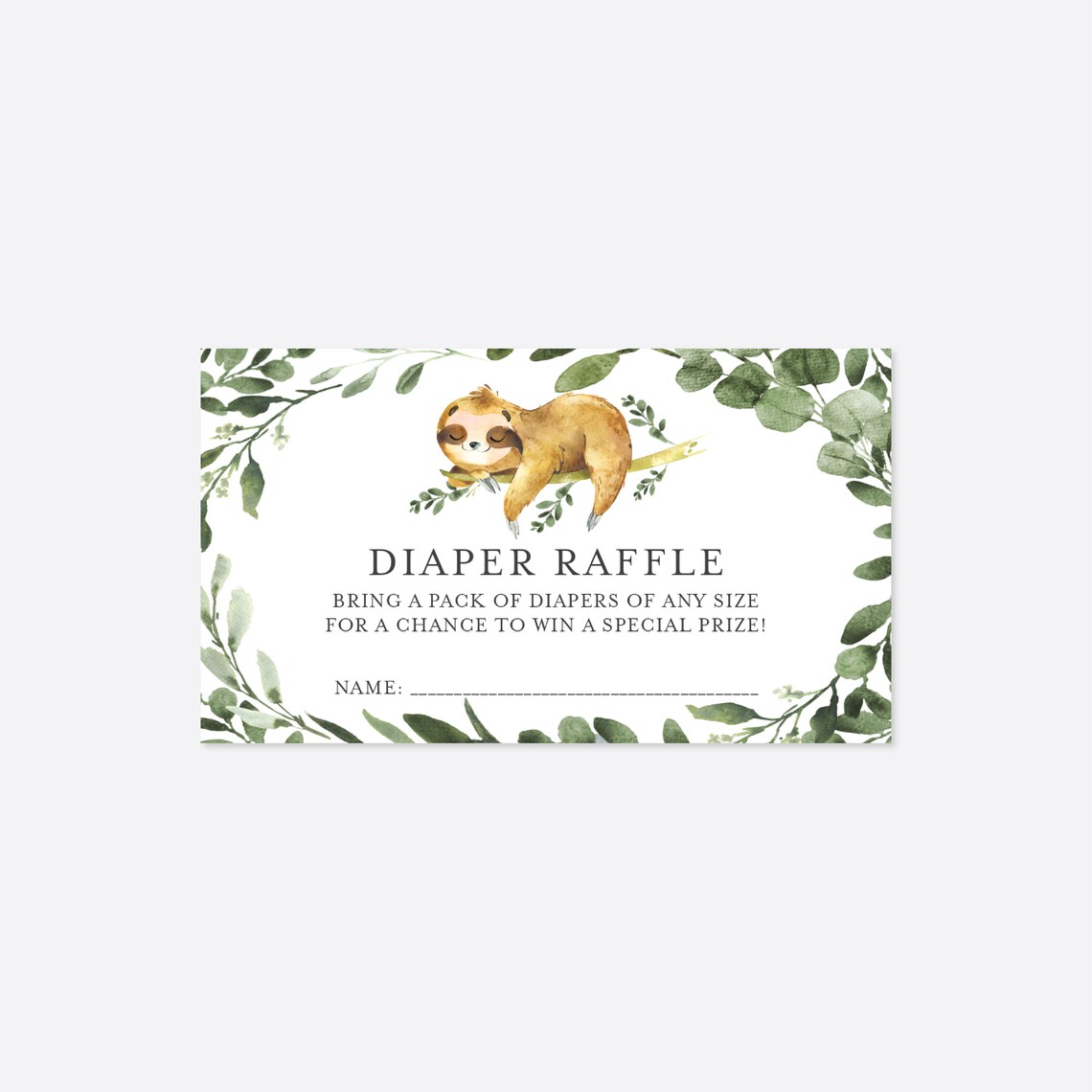 Sloth Baby Shower Diaper Raffle Sloth Baby Shower Insert - Etsy