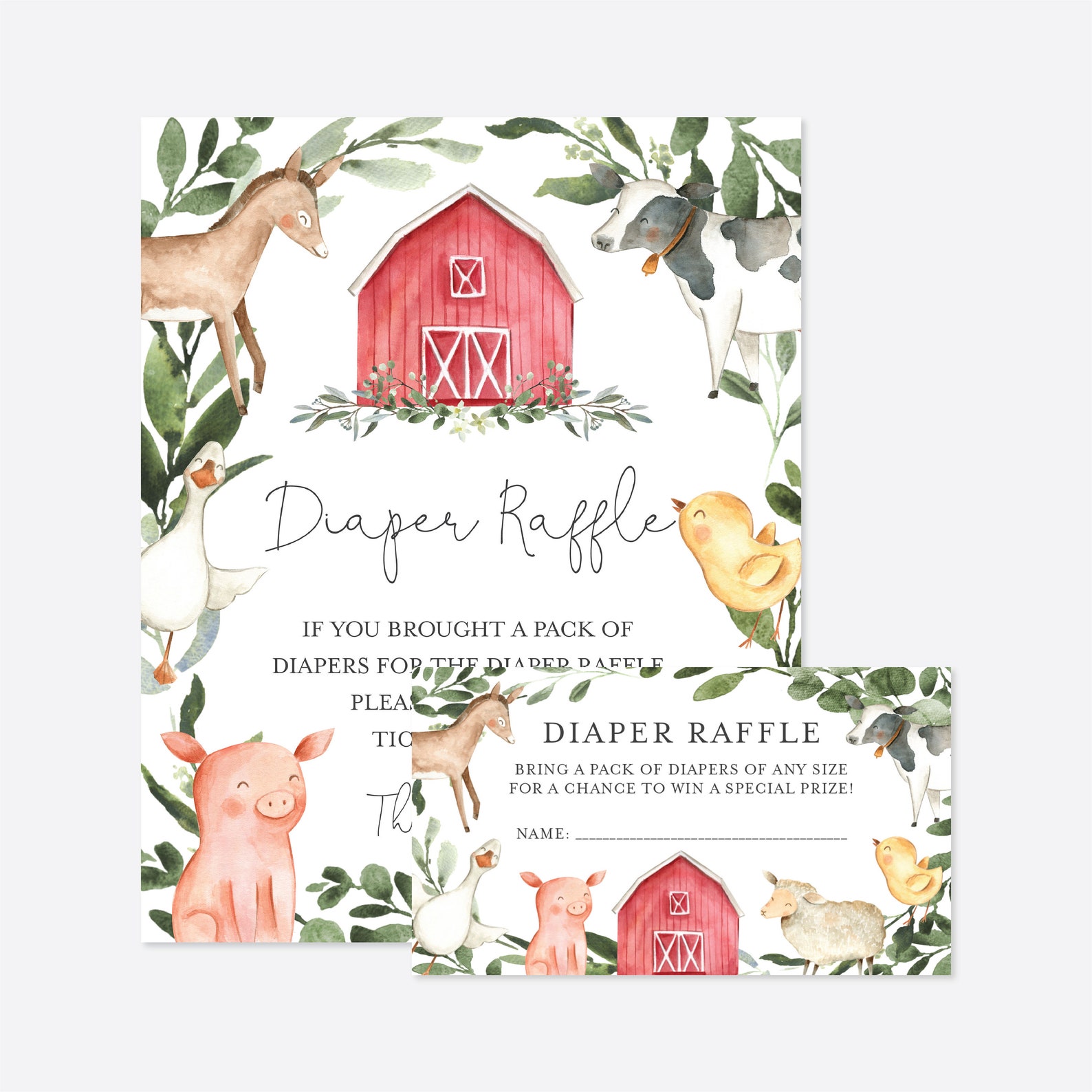 Farm Baby Shower Diaper Raffle Farm Diaper Raffle Farm - Etsy