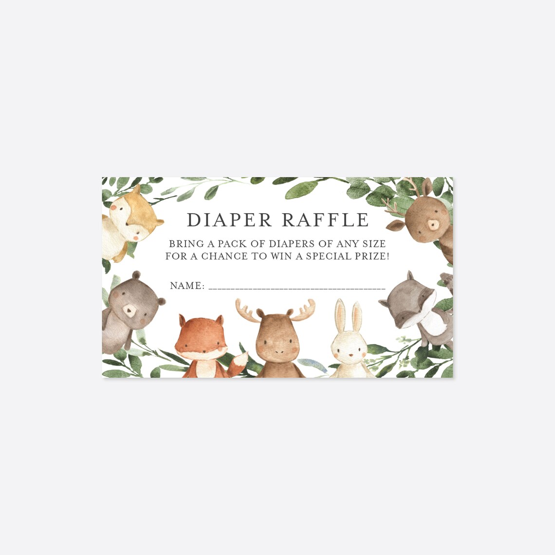 Woodland Baby Shower Diaper Raffle Woodland Animals Diaper - Etsy