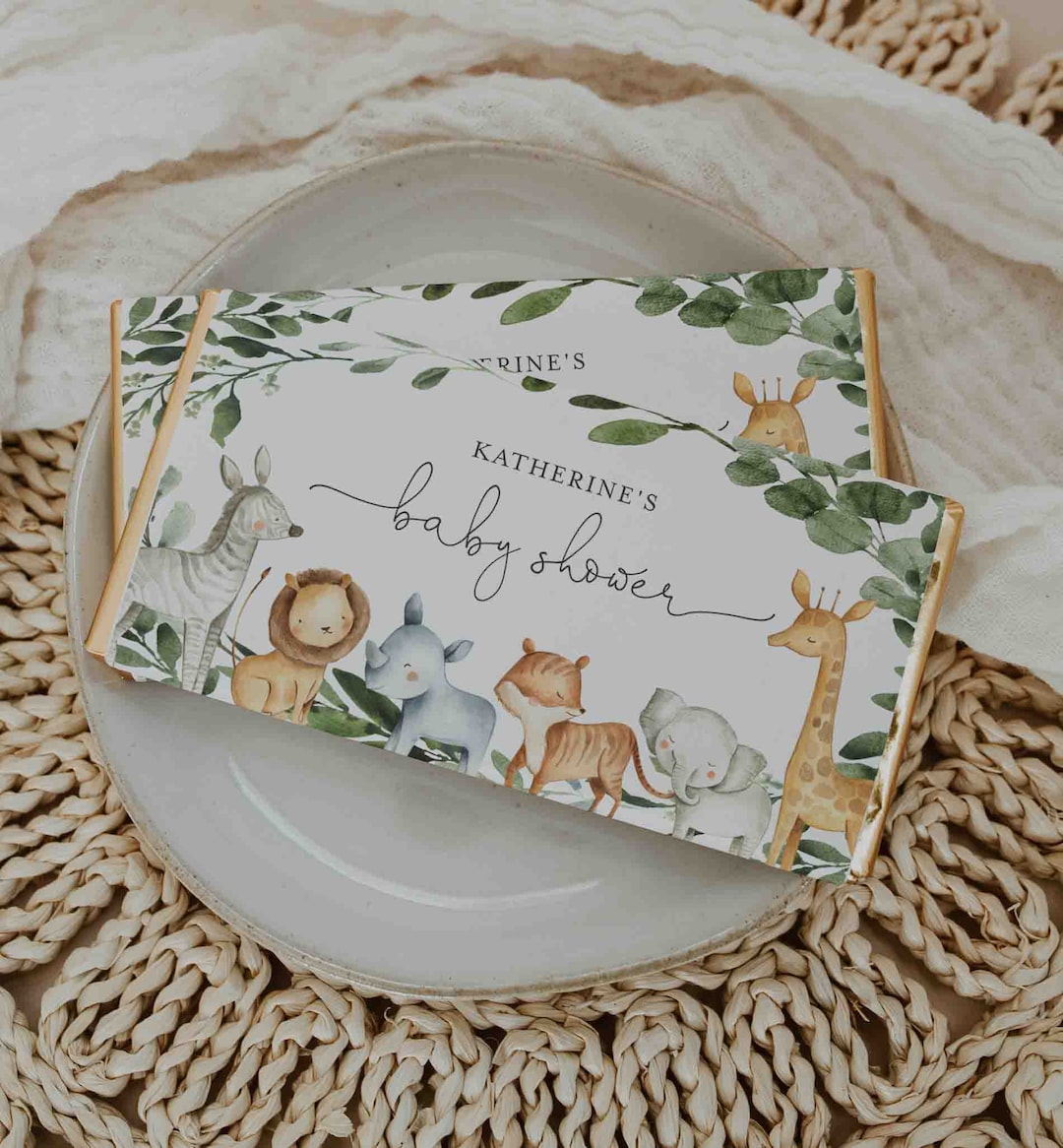 Safari Baby Shower Chocolate Bar Wrapper, Safari Chocolate Bar Wrapper ...