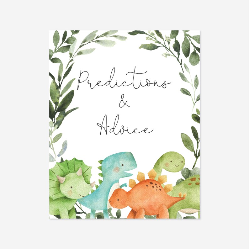 Dinosaur Baby Shower Predictions And Advice Dinosaur | Etsy