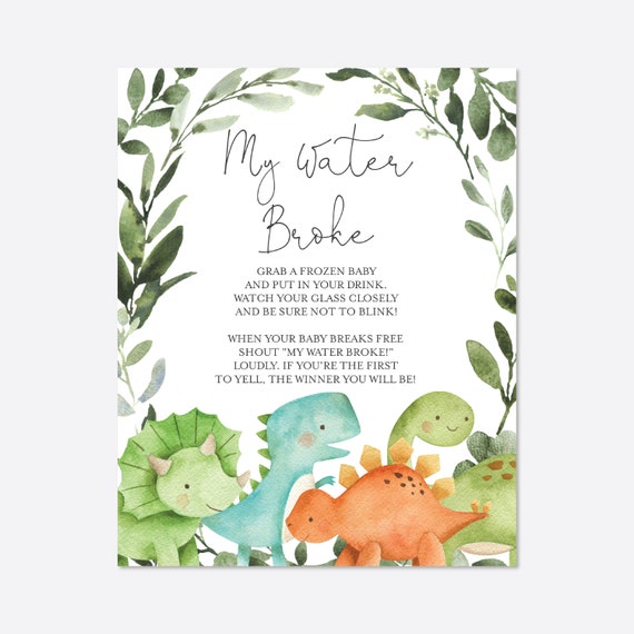 Dinosaur Baby Shower My Water Broke Game Dinosaur My Water | Etsy