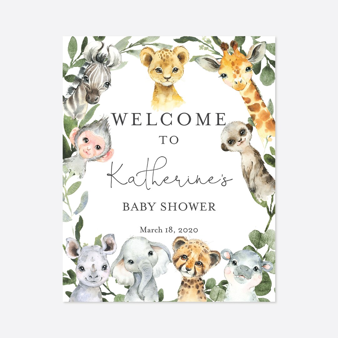 Safari Baby Shower Welcome Sign Safari Welcome Sign Safari - Etsy