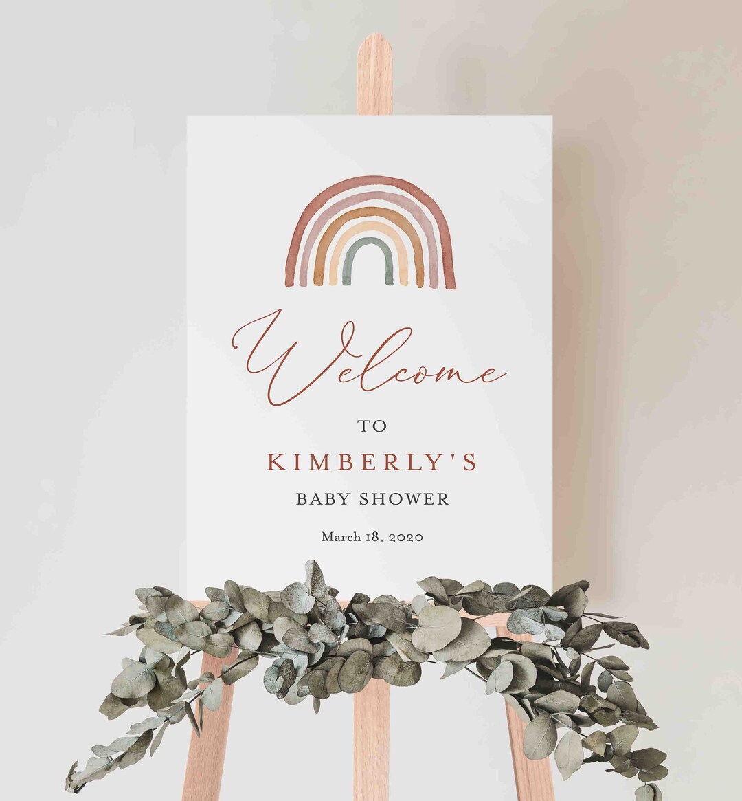 Rainbow Baby Shower Welcome Sign, Rainbow Welcome Sign, Boho Rainbow ...