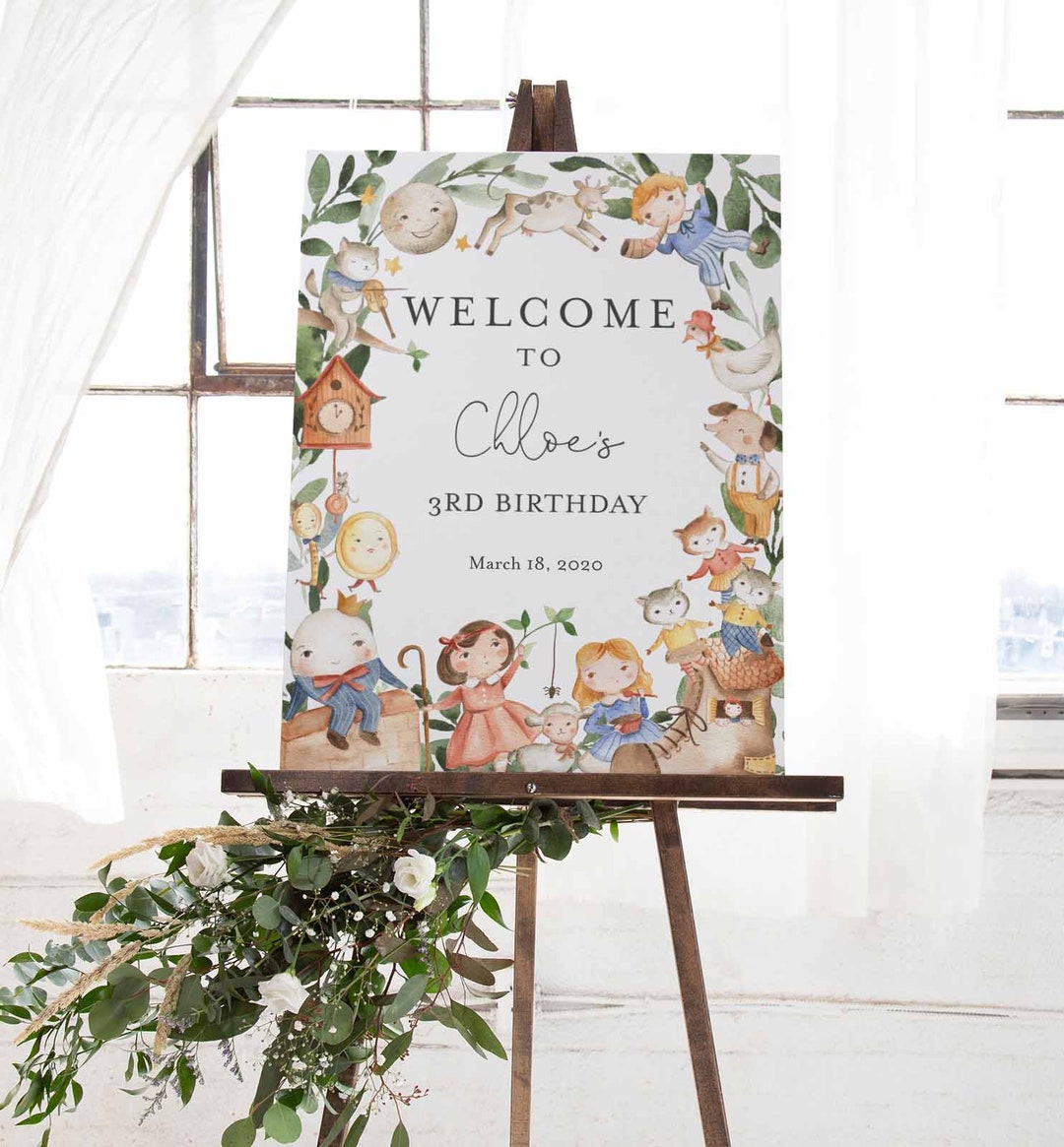 Nursery Rhyme Birthday Welcome Sign, Nursery Rhyme Welcome Sign ...