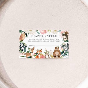 Woodland Baby Shower Diaper Raffle, Woodland Animal Diaper Raffle ...