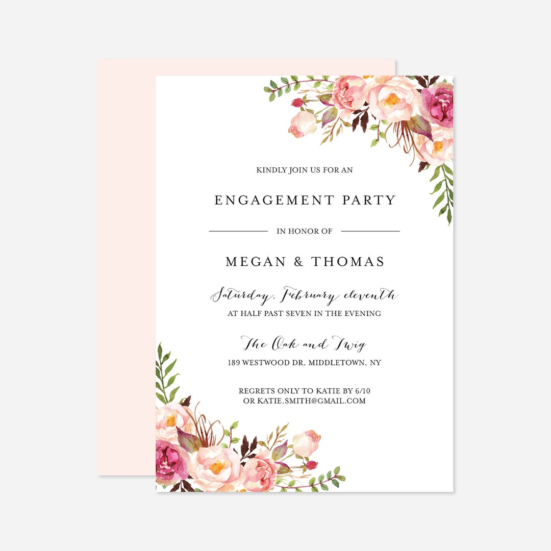 Pink Floral Engagement Invitation Engage Engagement - Etsy