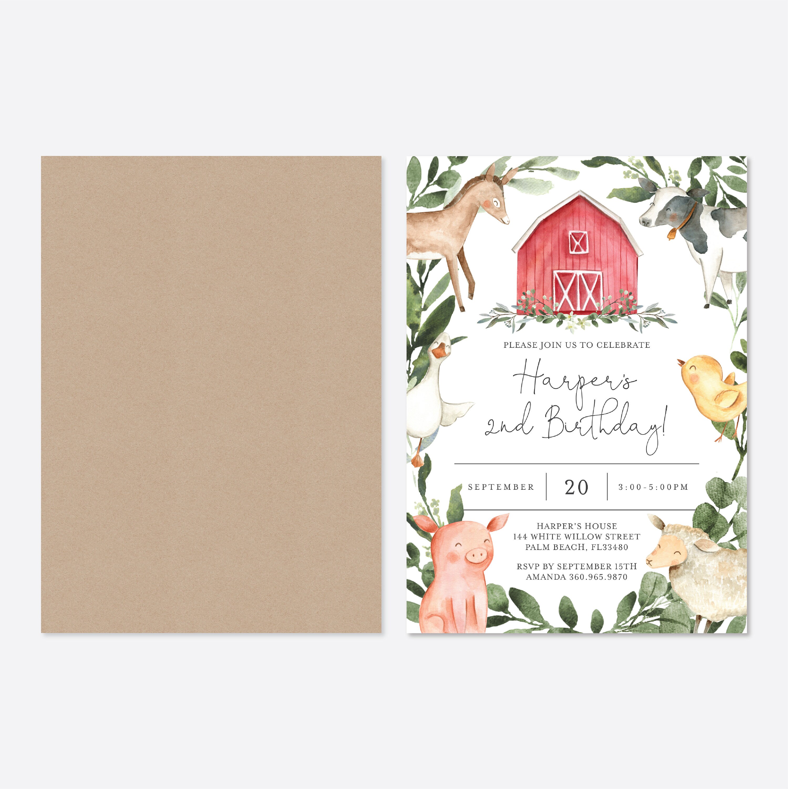 Farm Birthday Invitation Farm Animals Invitation Farm - Etsy