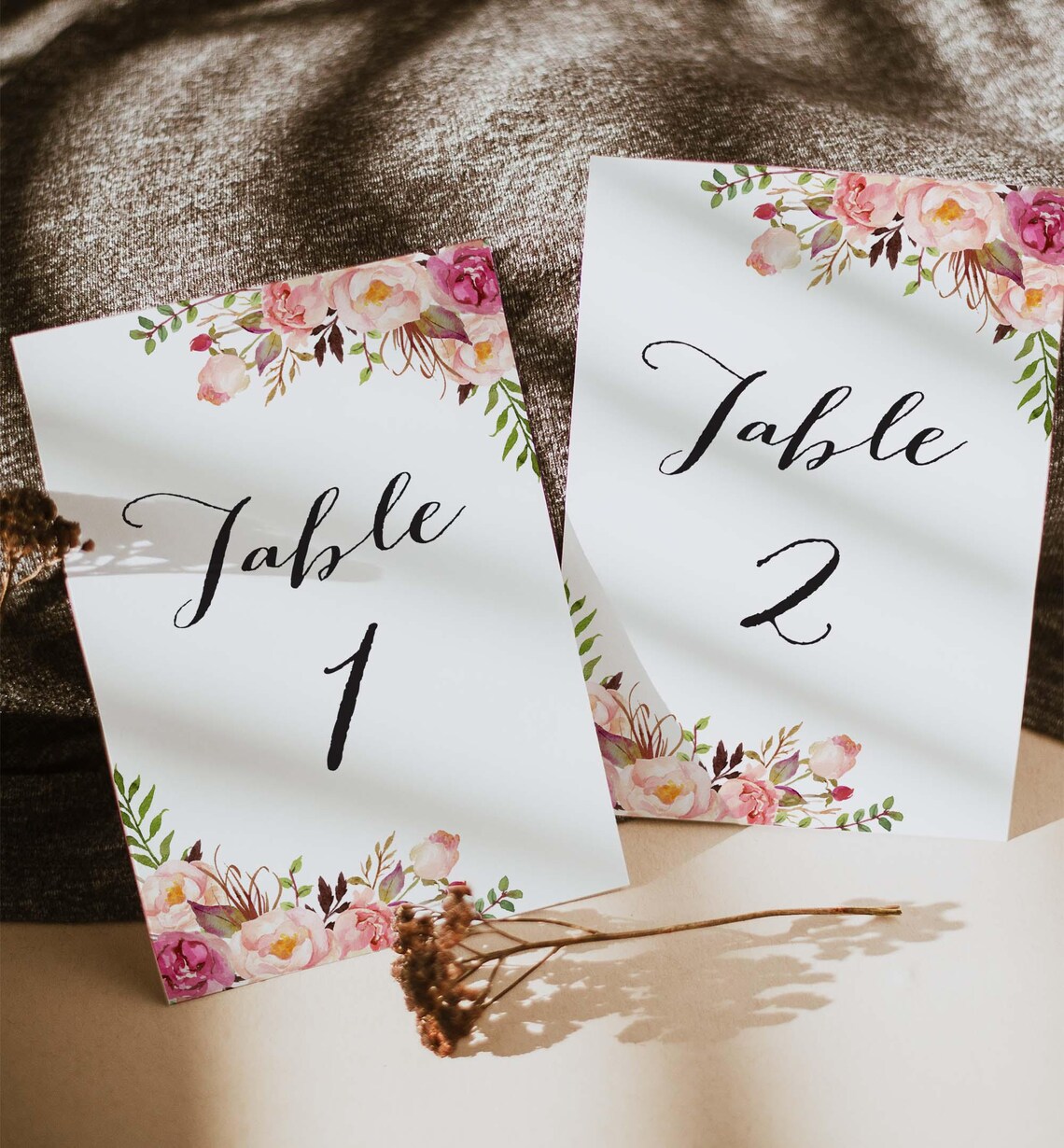 Pink Floral Wedding Table Number, Wedding Table Card, Floral Table ...