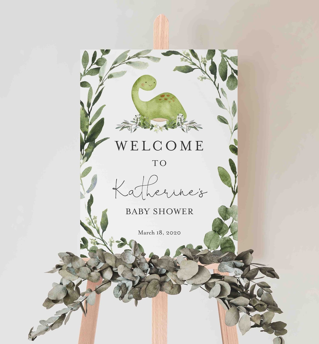 Dinosaur Baby Shower Welcome Sign, Dinosaur Welcome Sign, Dinosaur Baby ...