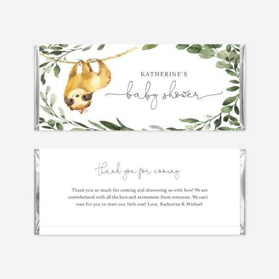 Sloth Baby Shower Chocolate Bar Wrapper Sloth Chocolate Bar - Etsy