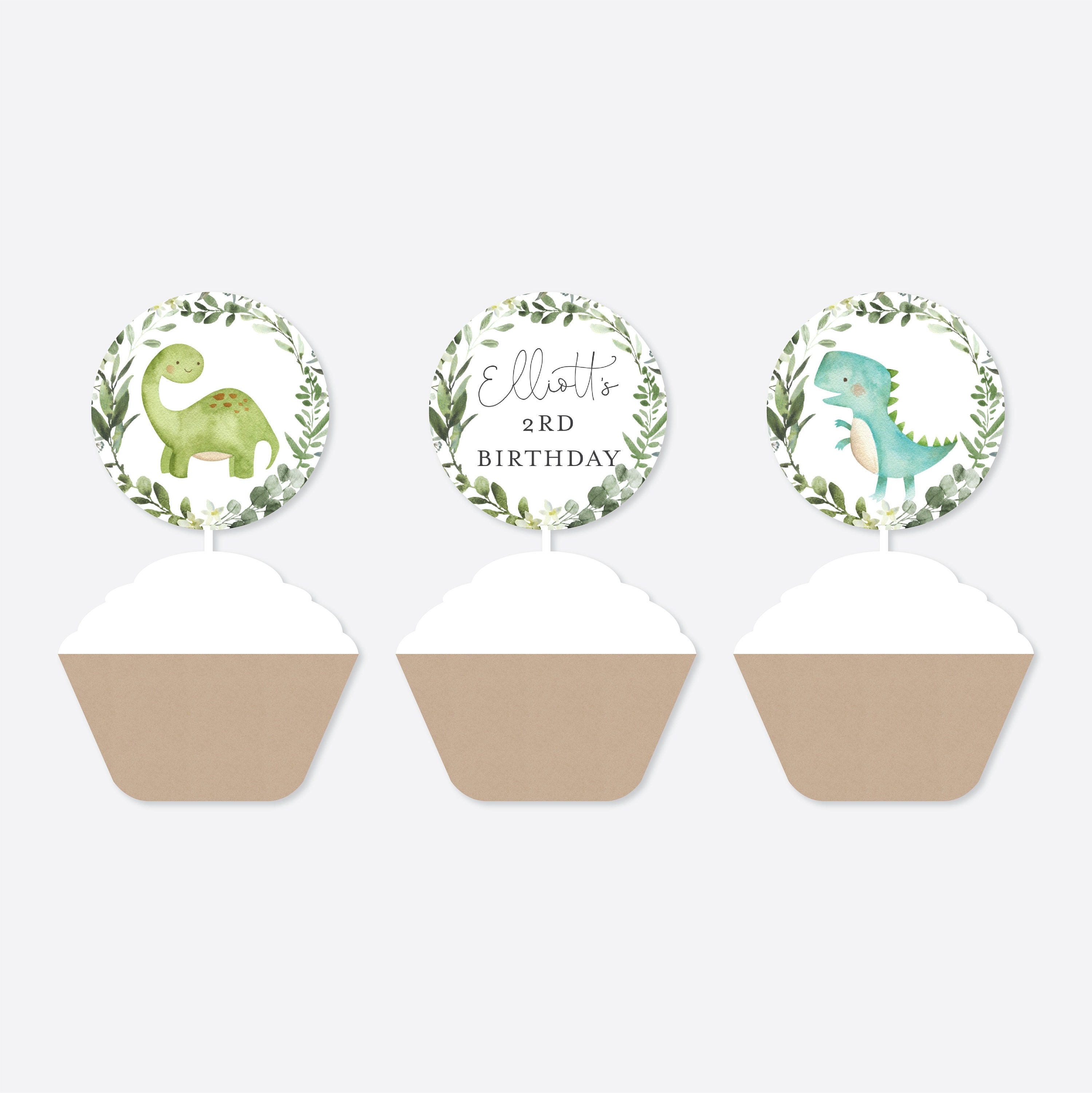 Dinosaur Birthday Cupcake Toppers and Cupcake Wrappers - Etsy
