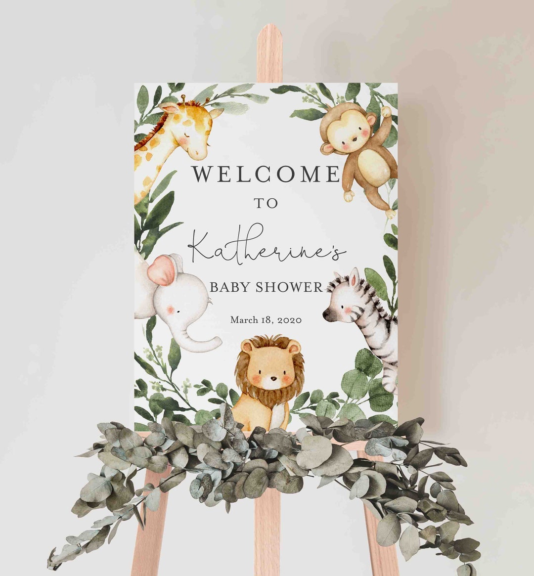 Safari Baby Shower Welcome Sign, Safari Welcome Sign, Safari Animals ...