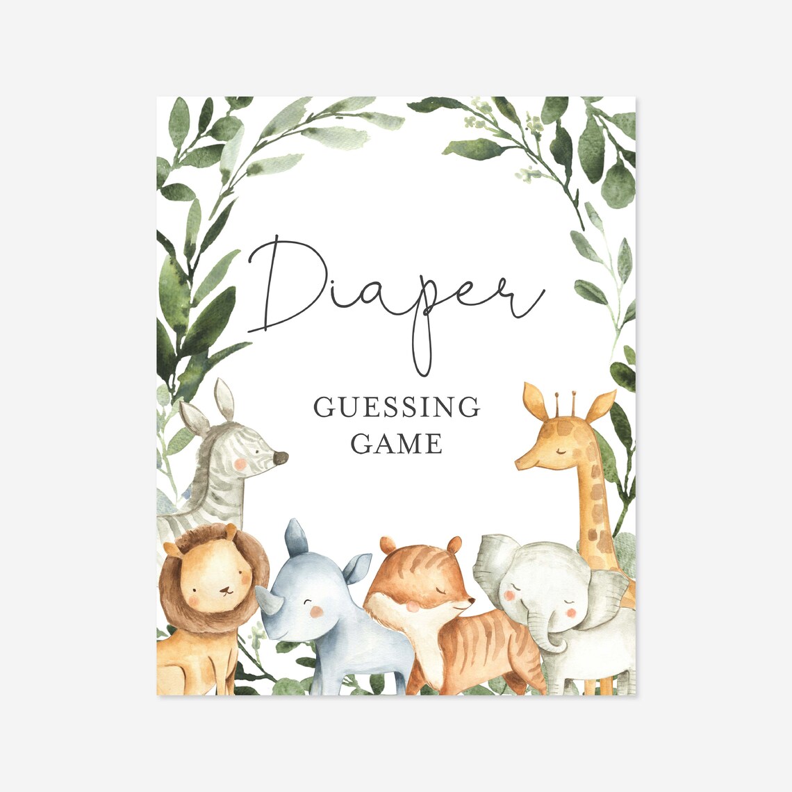 Safari Baby Shower Guess How Many Diapers Game Safari Diaper - Etsy