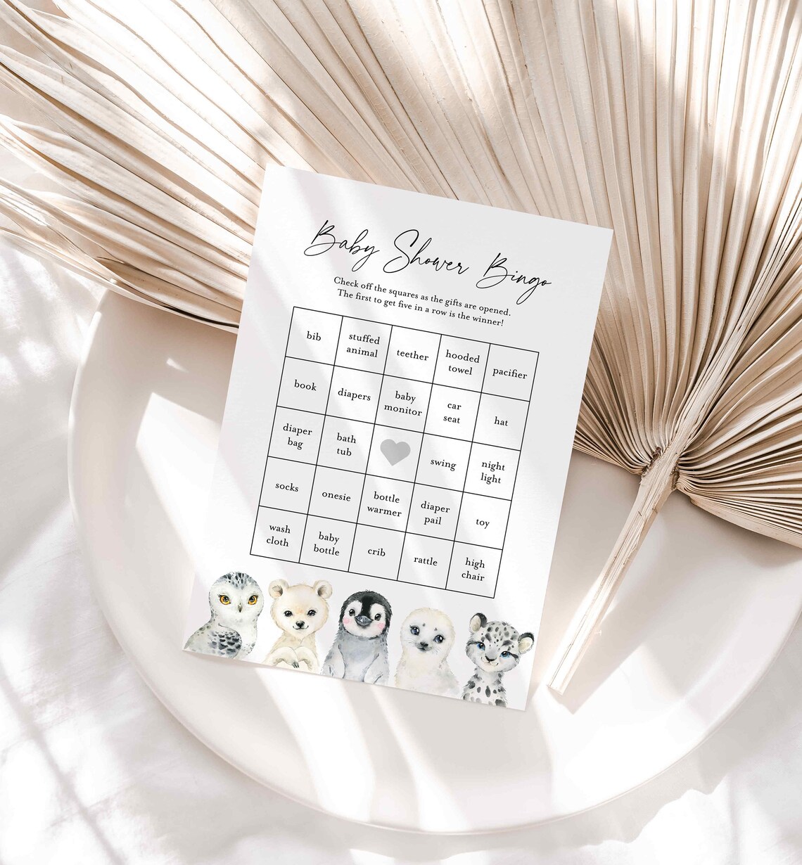 Winter Baby Shower Bingo Game, Winter Animals Bingo Game, Arctic Bingo ...