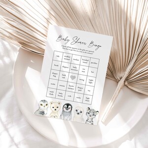 Winter Baby Shower Bingo Game, Winter Animals Bingo Game, Arctic Bingo ...
