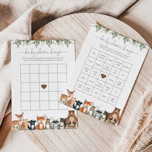 Woodland Baby Shower Bingo Game, Woodland Bingo Game, Woodland Animals ...