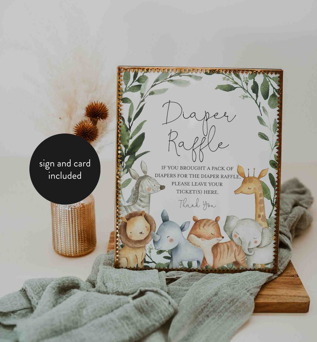 Safari Baby Shower Diaper Raffle, Safari Baby Shower Insert, Safari ...