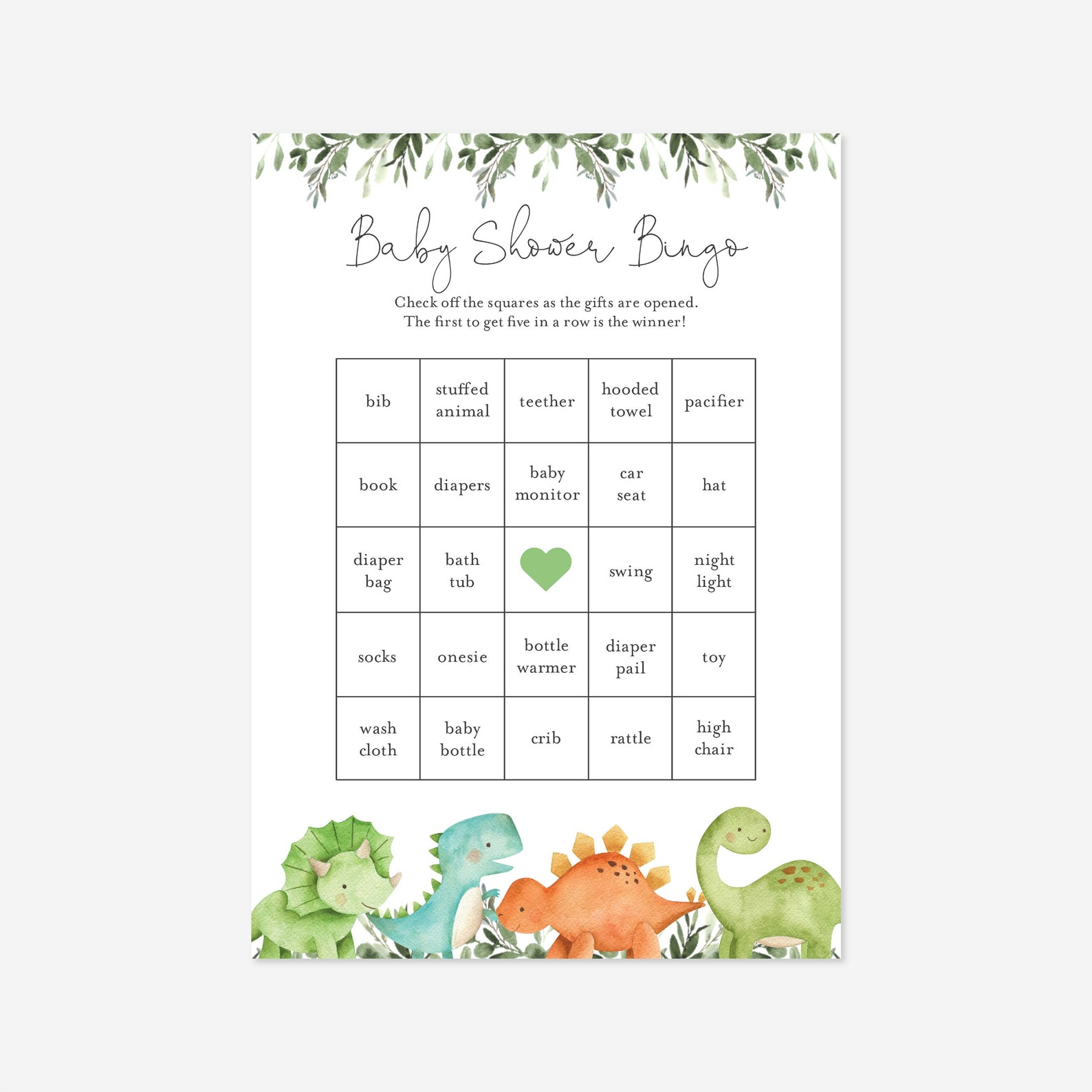 Dinosaur Baby Shower Bingo Game Dinosaur Bingo Game Dinosaur | Etsy