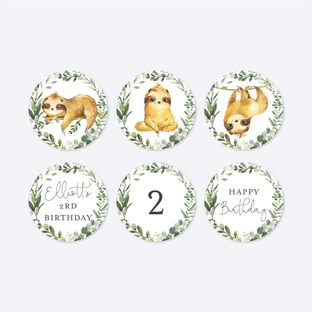 Sloth Birthday Cupcake Toppers and Cupcake Wrappers, Sloth Cupcake ...
