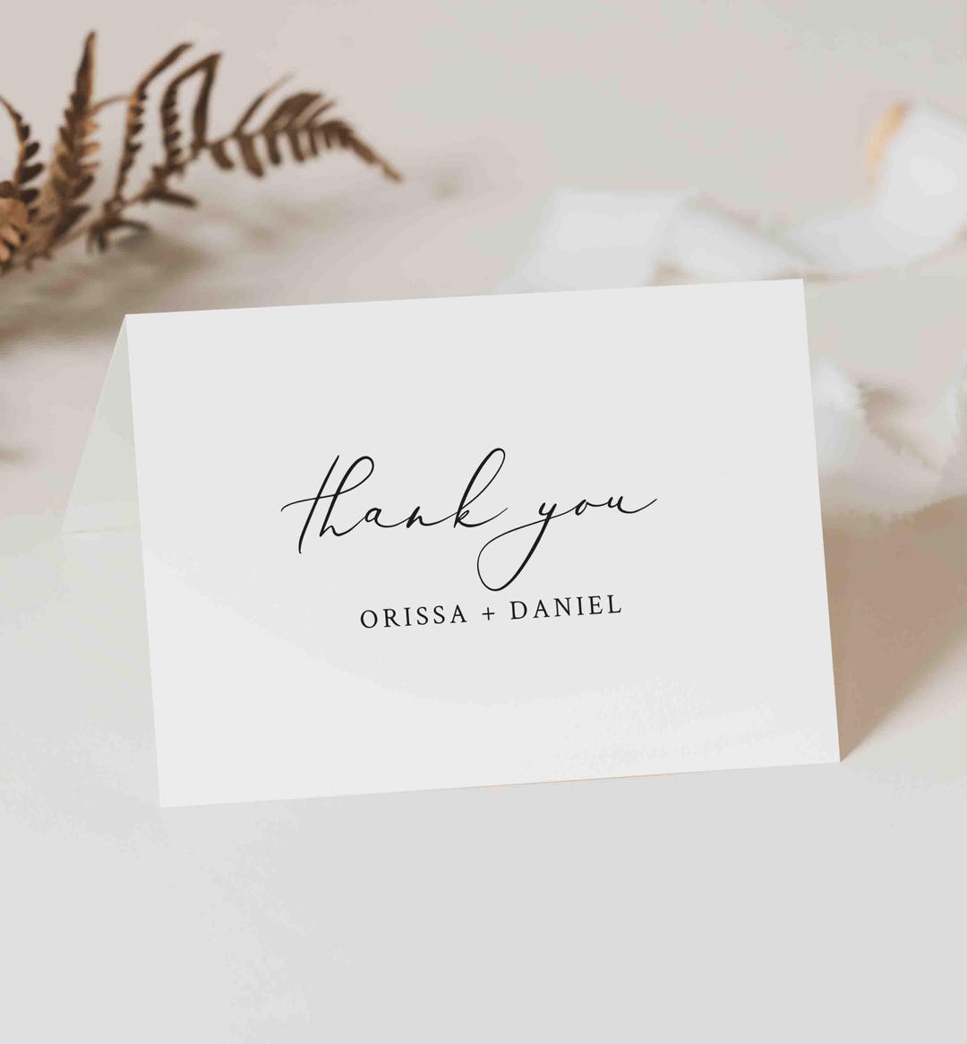 Modern Wedding Thank You Card, Minimalist Wedding Thank You Card ...