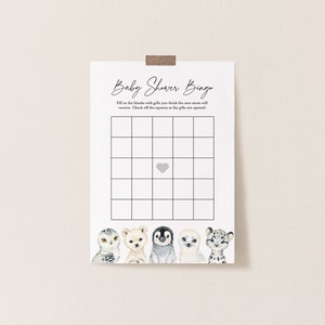 Winter Baby Shower Bingo Game, Winter Animals Bingo Game, Arctic Bingo ...