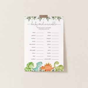 Dinosaur Baby Shower Word Scramble Game, Dinosaur Baby Word Scramble ...