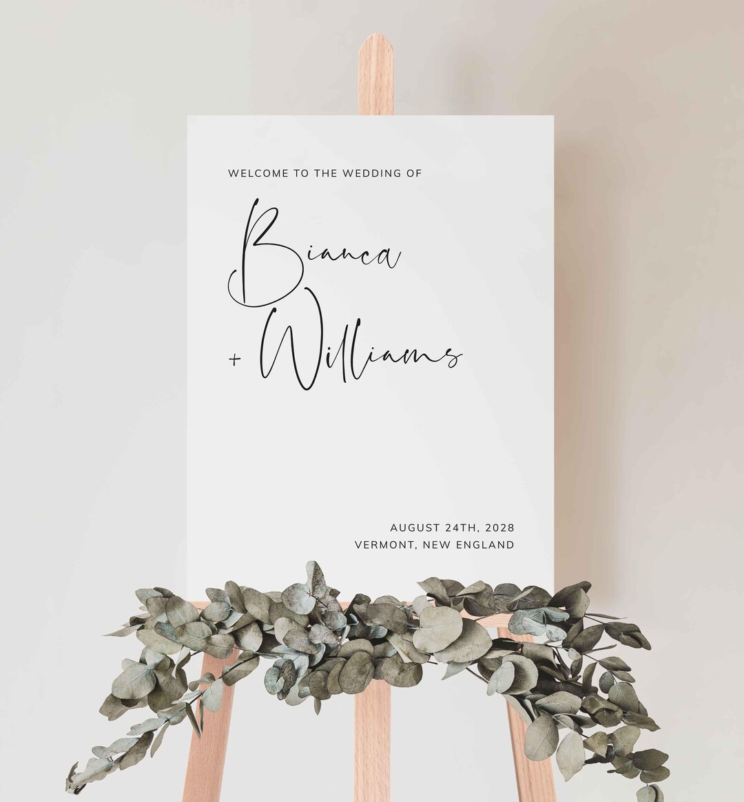 Modern Wedding Welcome Sign, Minimalist Wedding Welcome Sign, Elegant ...