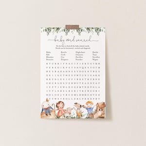 Nursery Rhyme Baby Shower Word Search Game, Nursery Rhyme Word Search ...