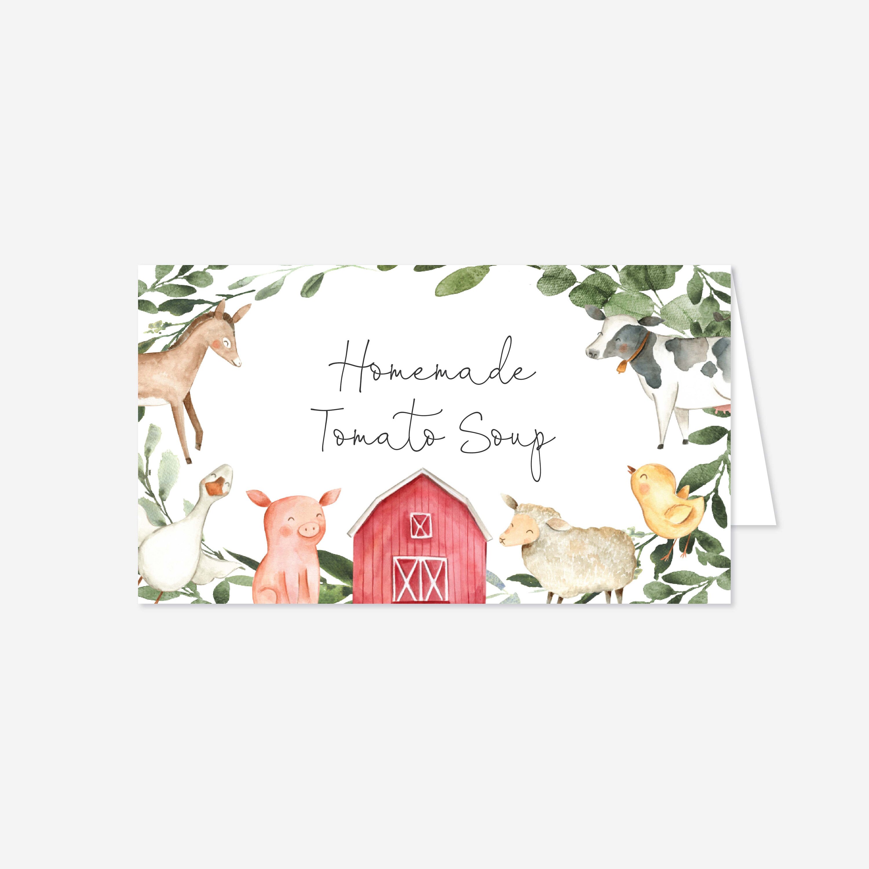 Farm Baby Shower Food Labels Farm Food Labels Farm Animal - Etsy