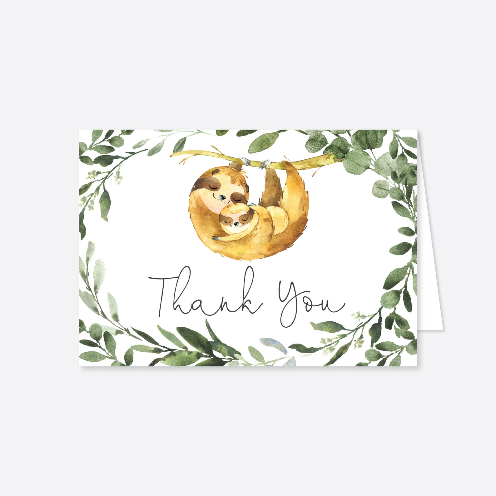 Sloth Baby Shower Thank You Card Sloth Thank You Card Sloth - Etsy