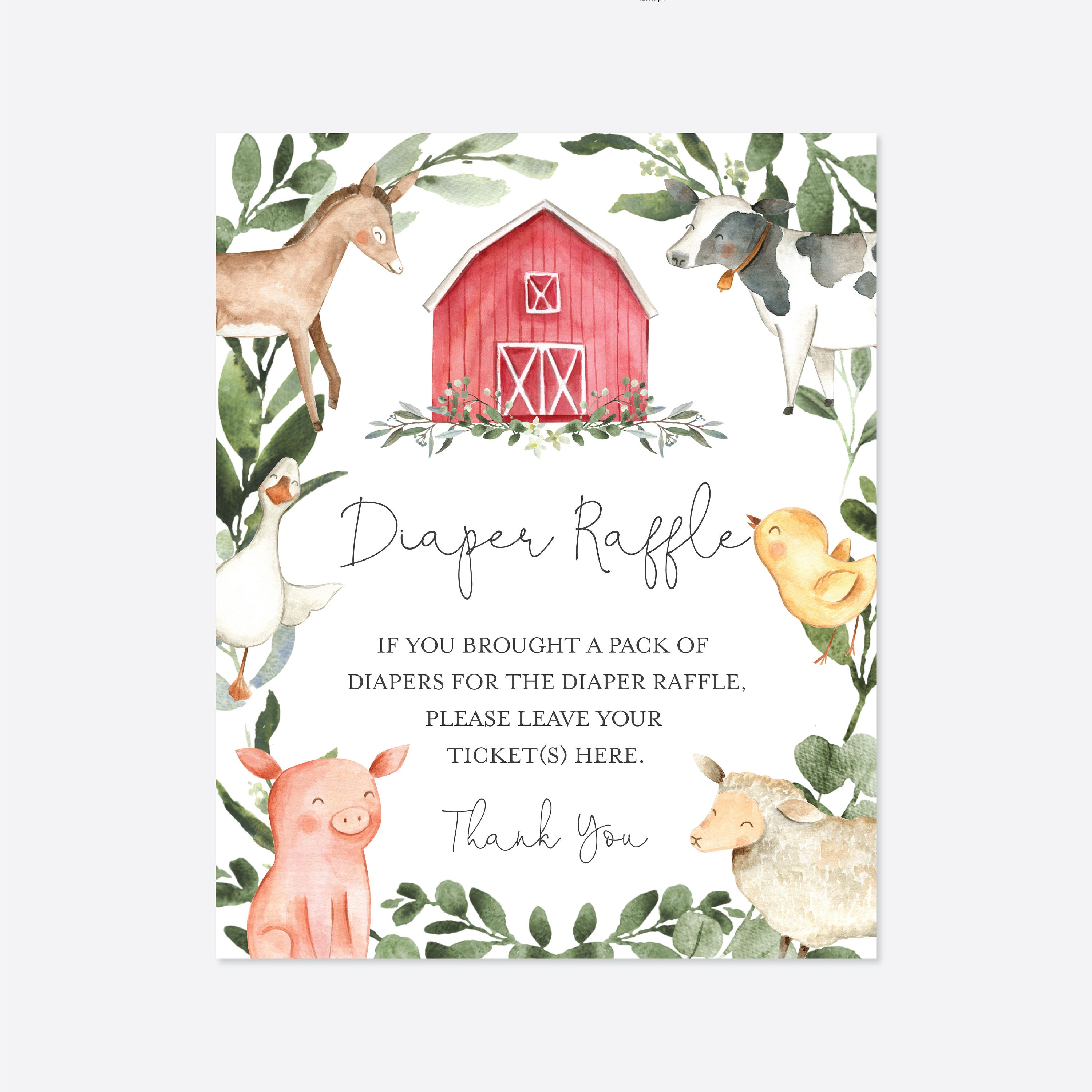 Farm Baby Shower Diaper Raffle Farm Diaper Raffle Farm | Etsy