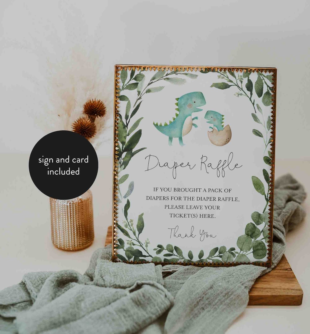 Dinosaur Baby Shower Diaper Raffle, Dinosaur Baby Shower Insert ...