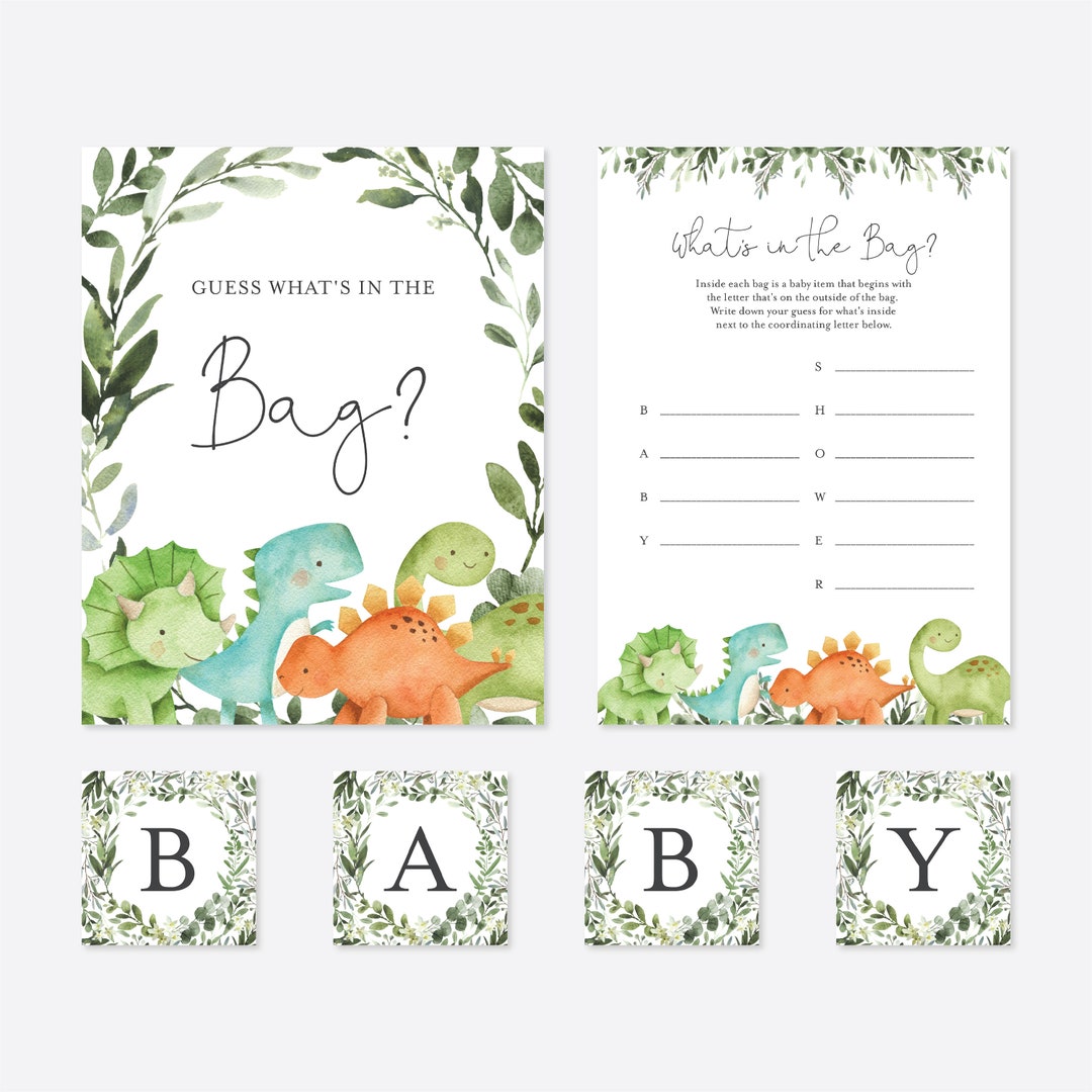 Dinosaur Baby Shower Guess What's in the Bag Game - Etsy