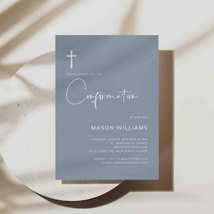 Modern Confirmation Invitation, Minimal Confirmation Invitation ...