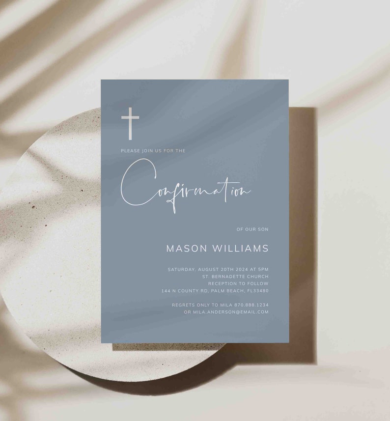 Modern Confirmation Invitation, Minimal Confirmation Invitation ...