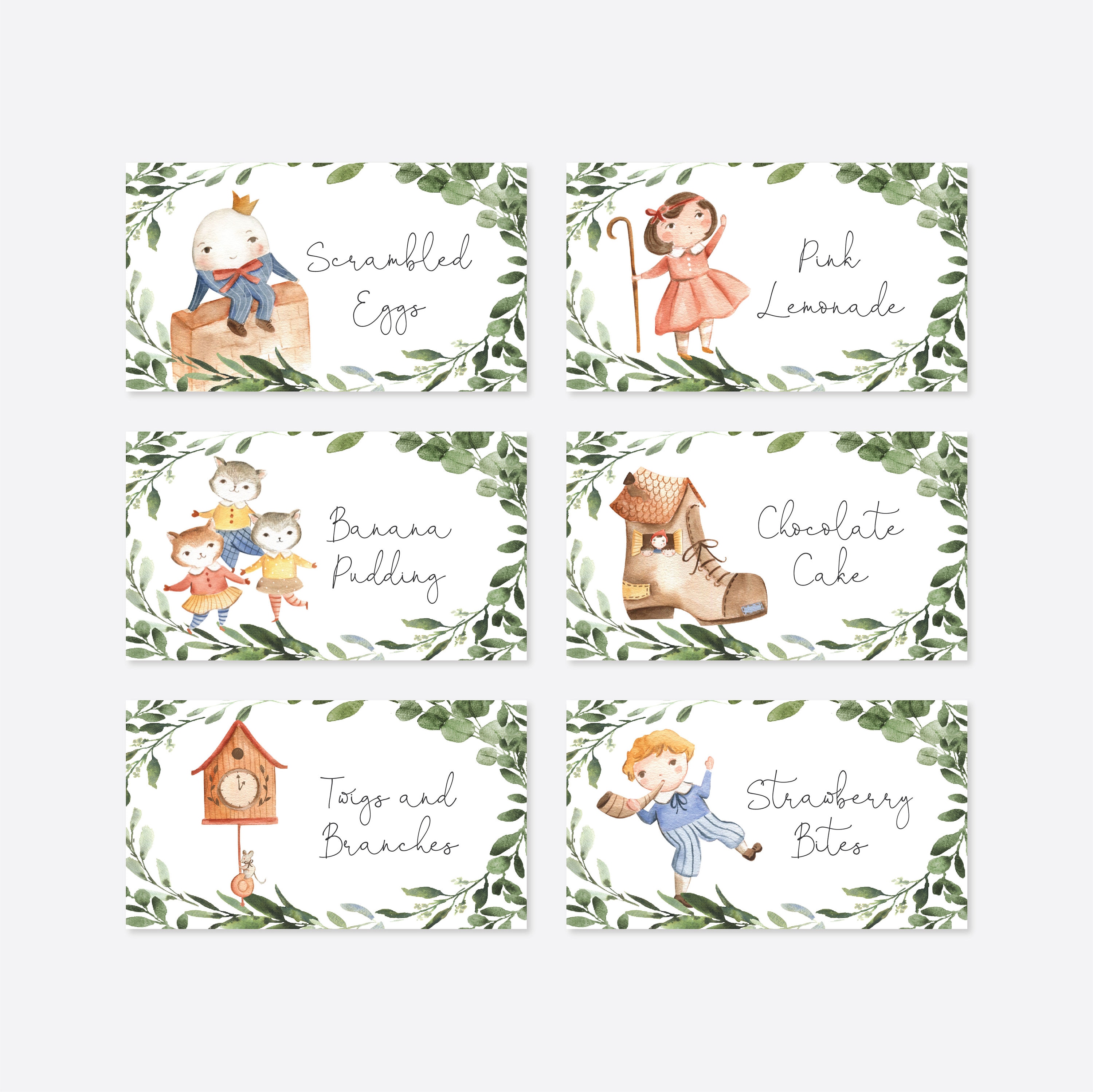 Nursery Rhyme Baby Shower Food Labels, Nursery Rhyme Food Labels ...