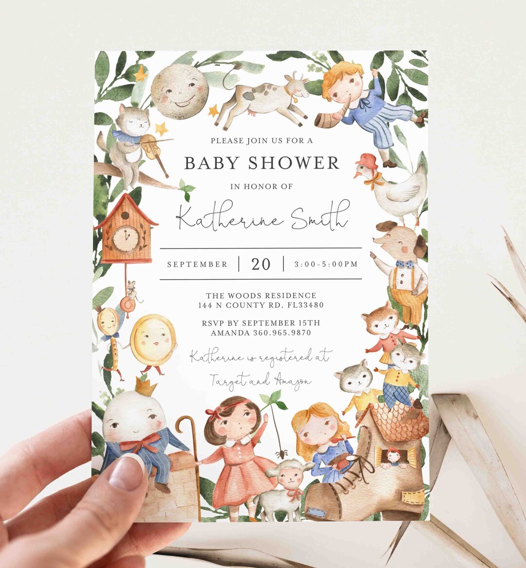 Nursery Rhyme Baby Shower Invitation Nursery Rhyme Baby - Etsy