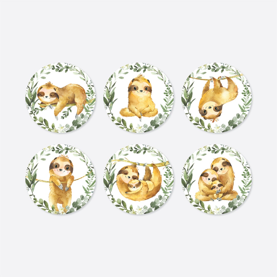 Sloth Baby Shower Cupcake Toppers and Cupcake Wrappers, Sloth Cupcake ...