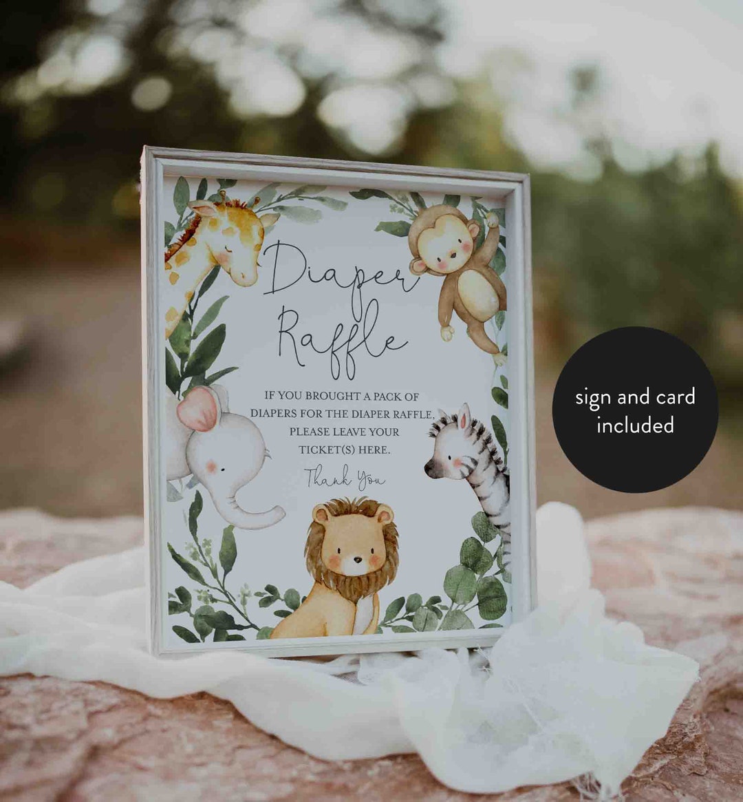 Safari Baby Shower Diaper Raffle, Safari Baby Shower Insert, Safari ...