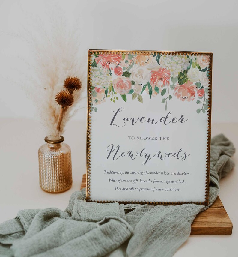 Peach and Cream Wedding Lavender Toss Sign, Confetti Send Off, Floral ...