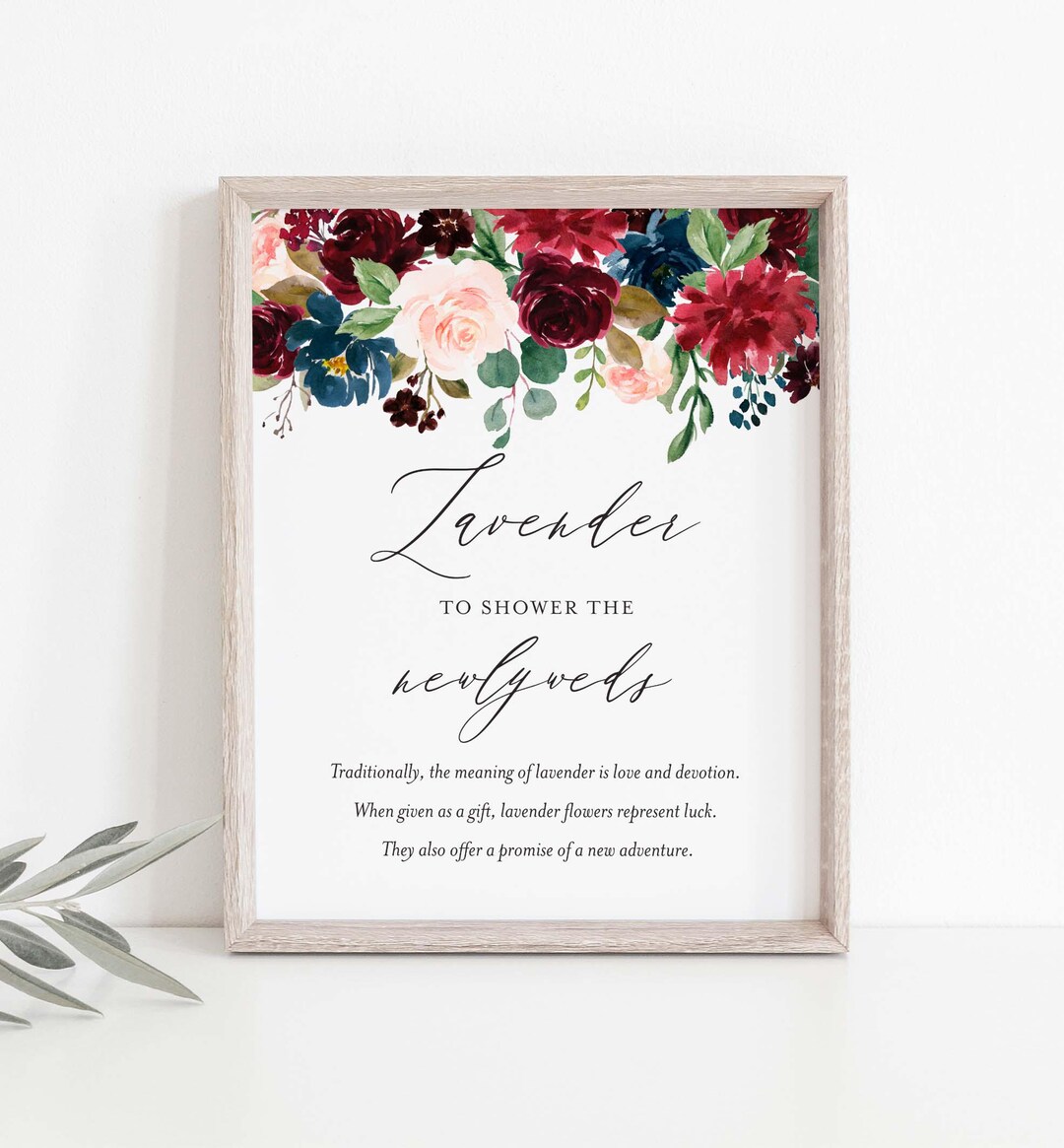 Burgundy Navy Wedding Lavender Toss Sign, Confetti Send Off, Floral ...