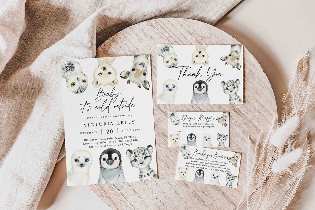 Winter Baby Shower Invitation Suite, Winter Animals Baby Shower ...