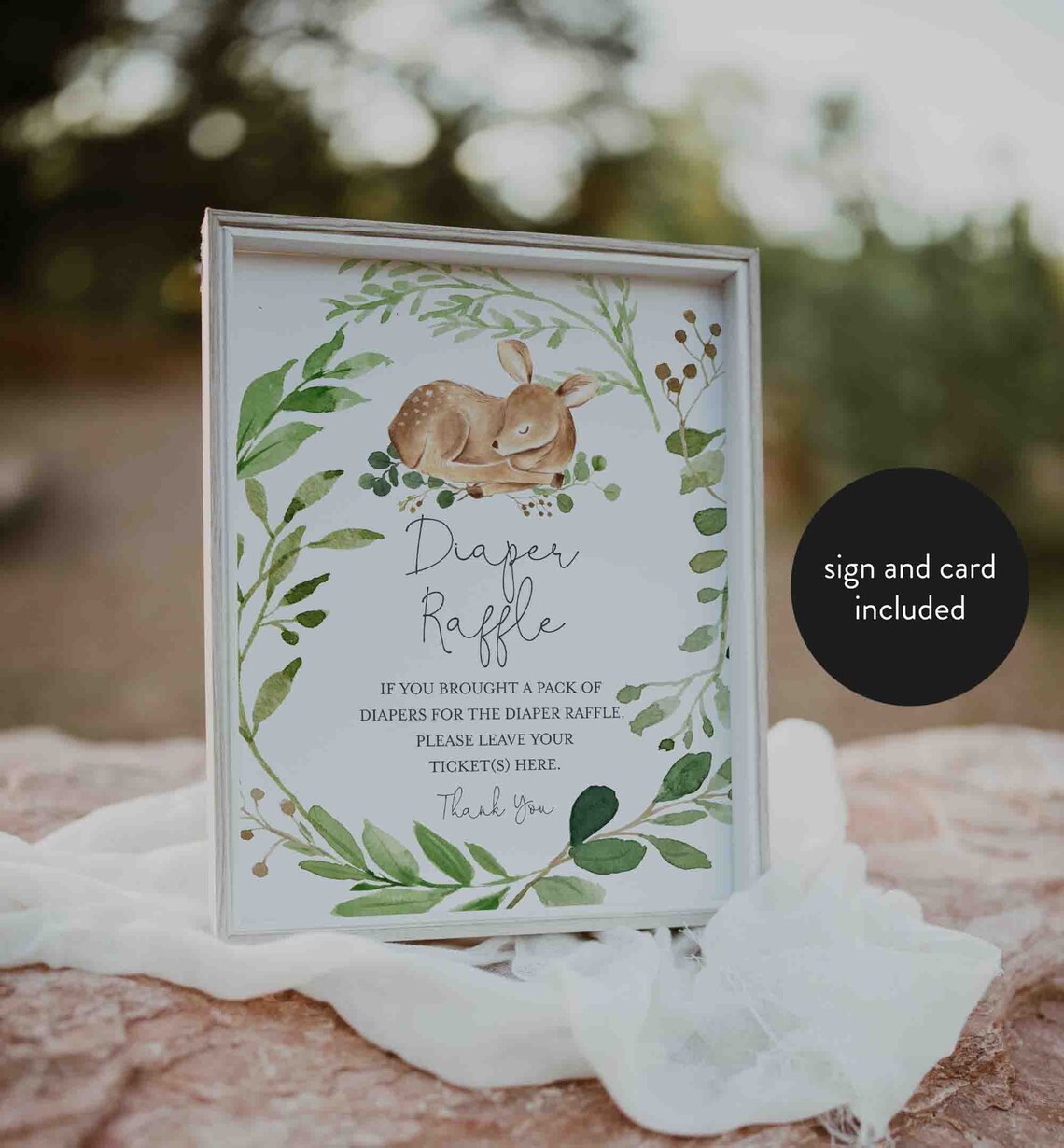 Deer Baby Shower Diaper Raffle, Little Deer Diaper Raffle, Baby Deer ...
