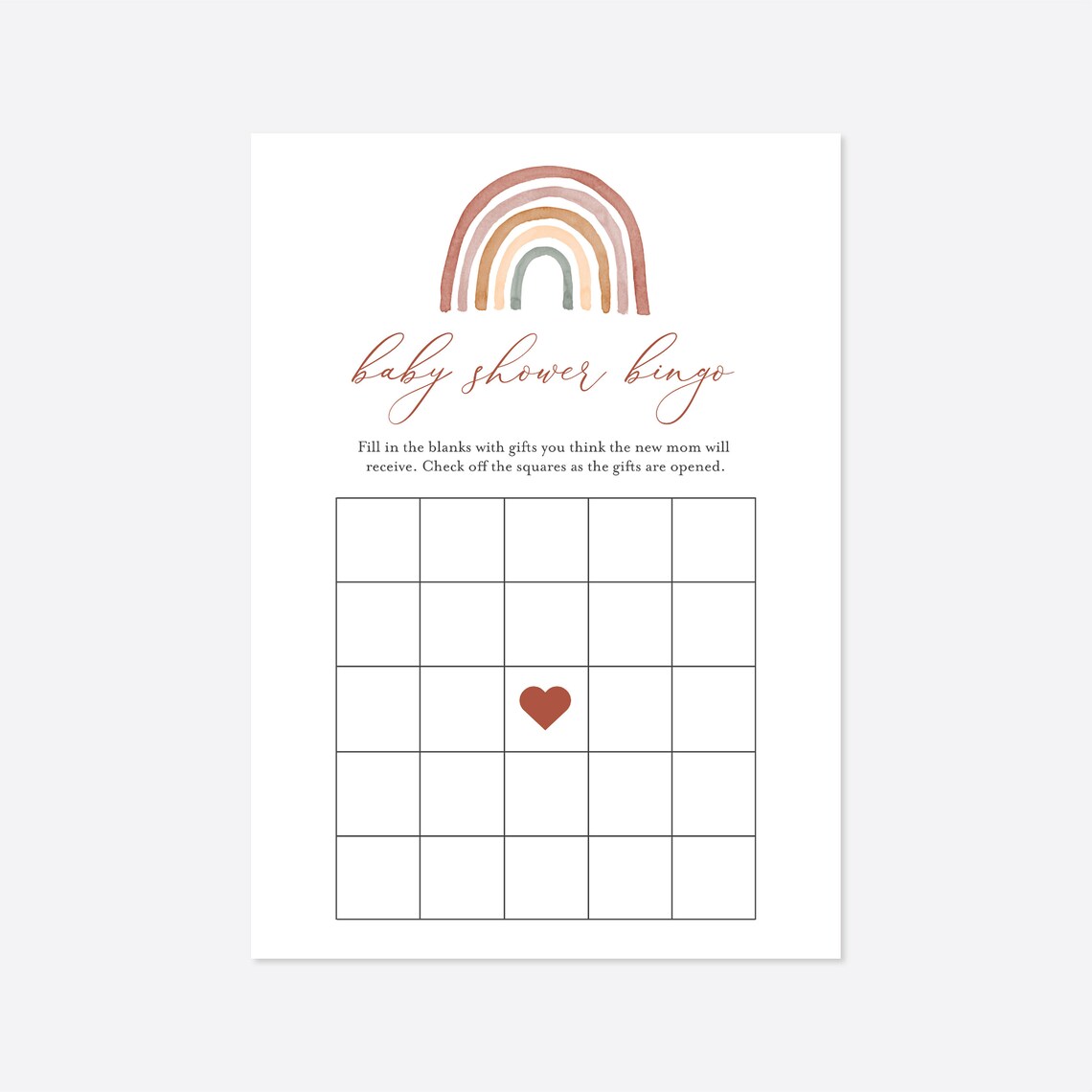 Rainbow Baby Shower Bingo Game Boho Rainbow Bingo Game - Etsy